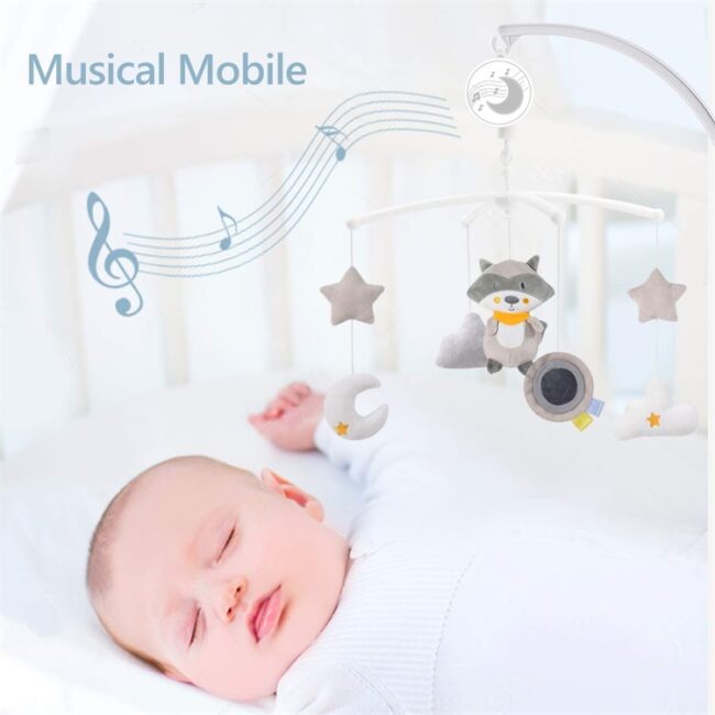 Raccoon Doll Cribs Hanging Wind Up Mobiles Toys For Newborns